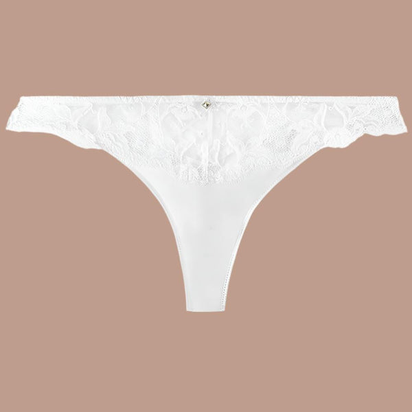Aubade 'Kiss of Love' White Lace Thong | Sandra Dee